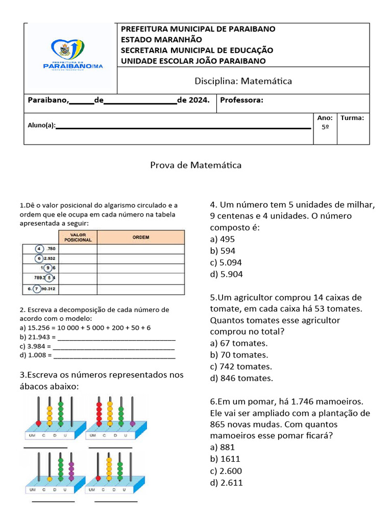 Prova R | PDF | Matemática