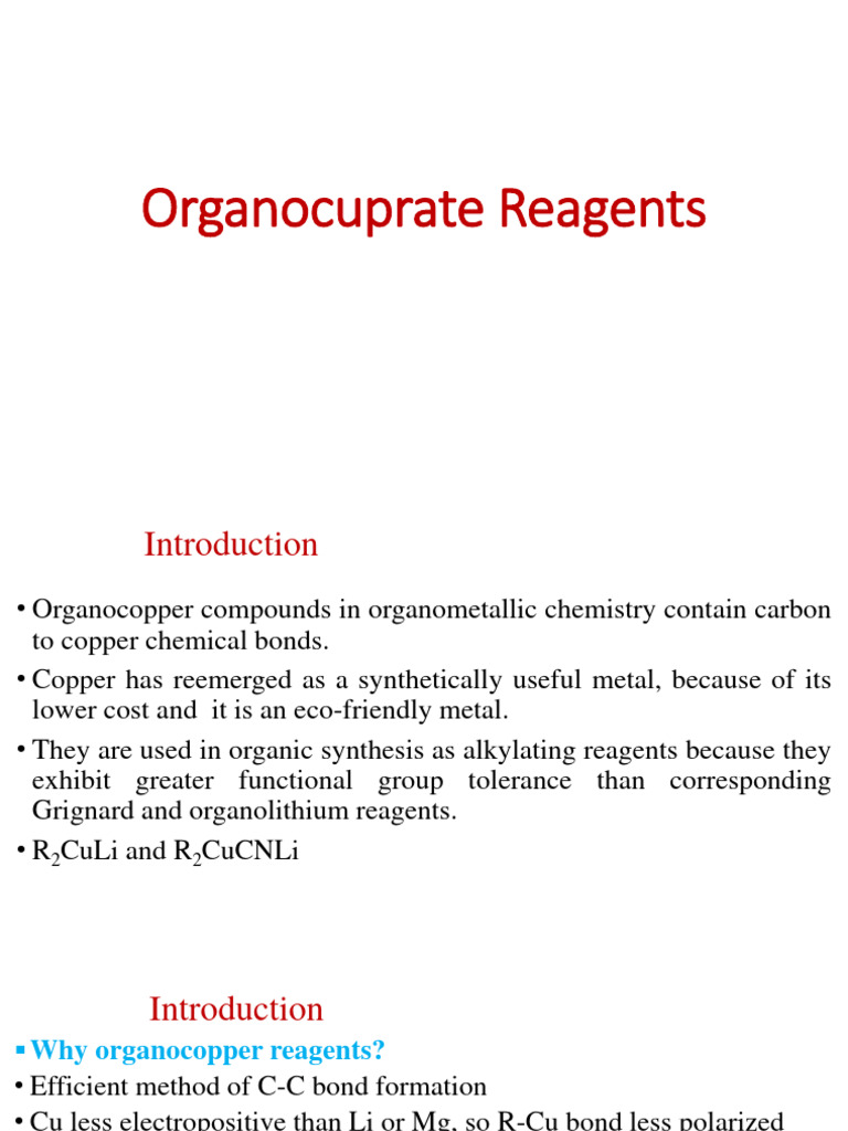 ORGANOCOPPER REAGENTS | PDF | Chemistry | Chemical Compounds