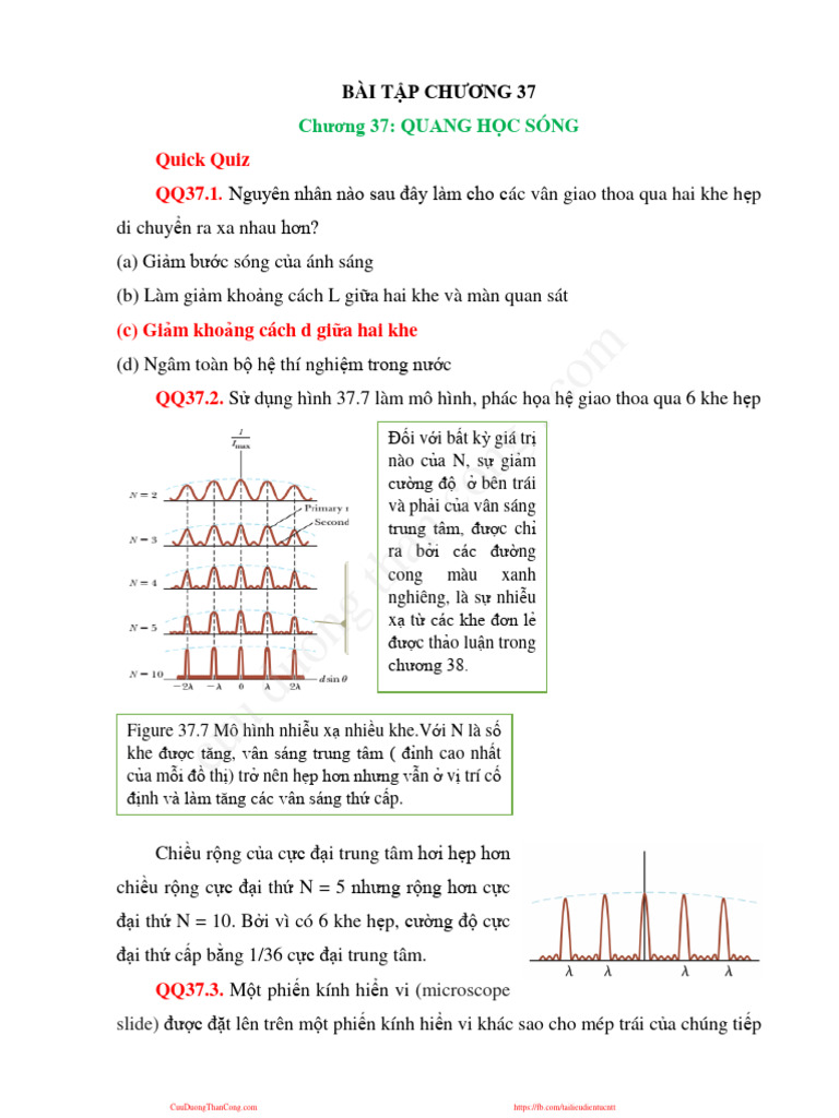 Vat Ly Dai Cuong 2 Bai Tap Vat Ly Dai Cuong 2 Co Dap An Chuong 37 (Cuuduongthancong - Com) | PDF