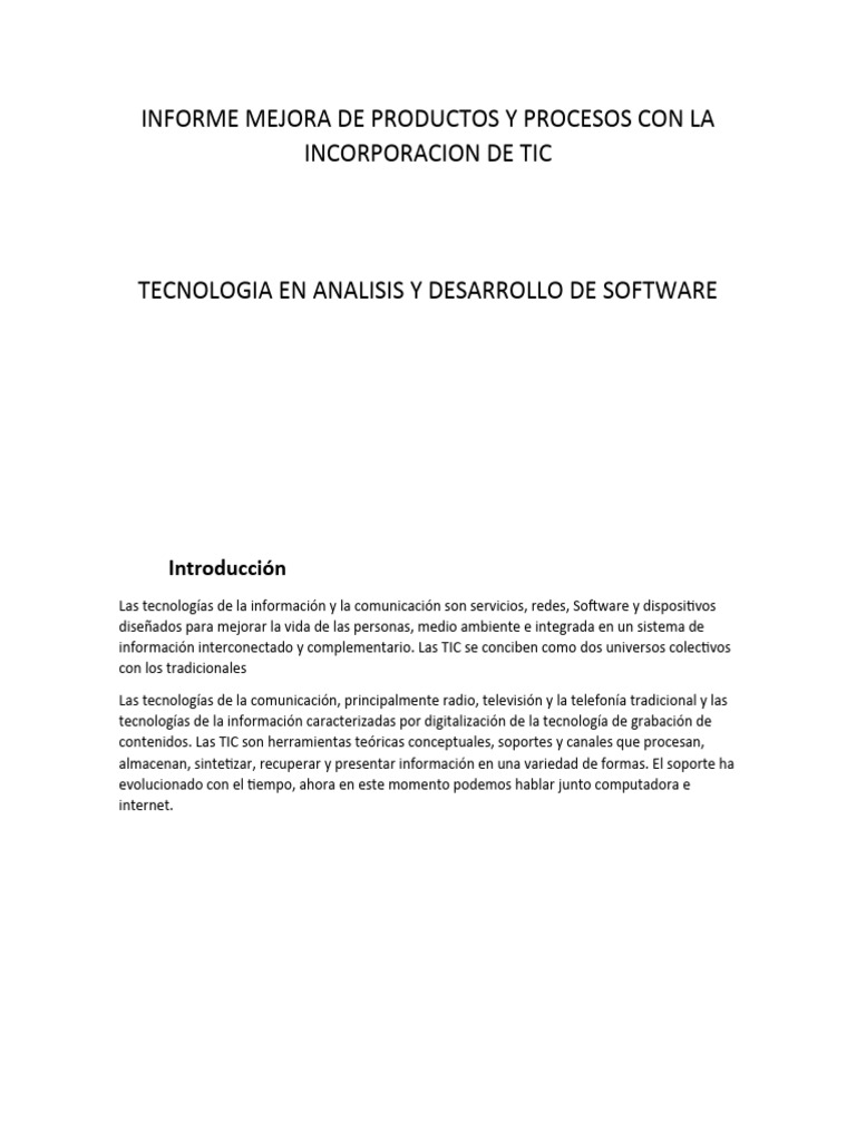 Informe de Las Tic | Descargar gratis PDF | Tecnología de información y comunicaciones ...
