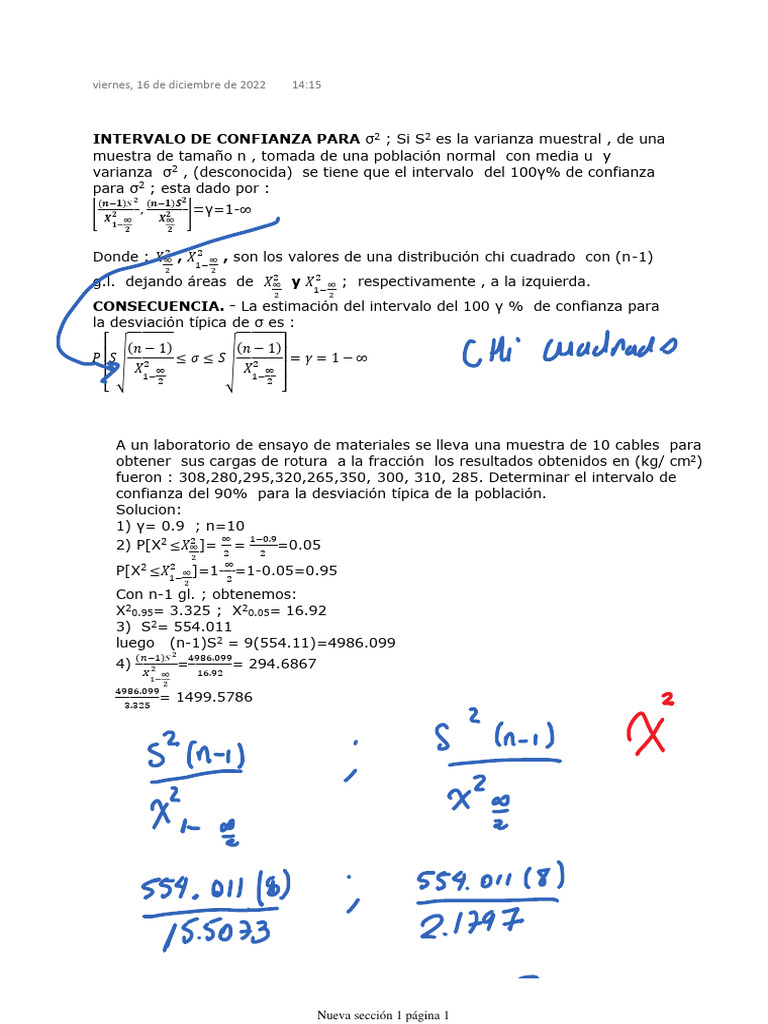 Sesion Del Dia 16-12-22 Intervalo de Confianza para La Varianza | PDF | Métodos y materiales de ...