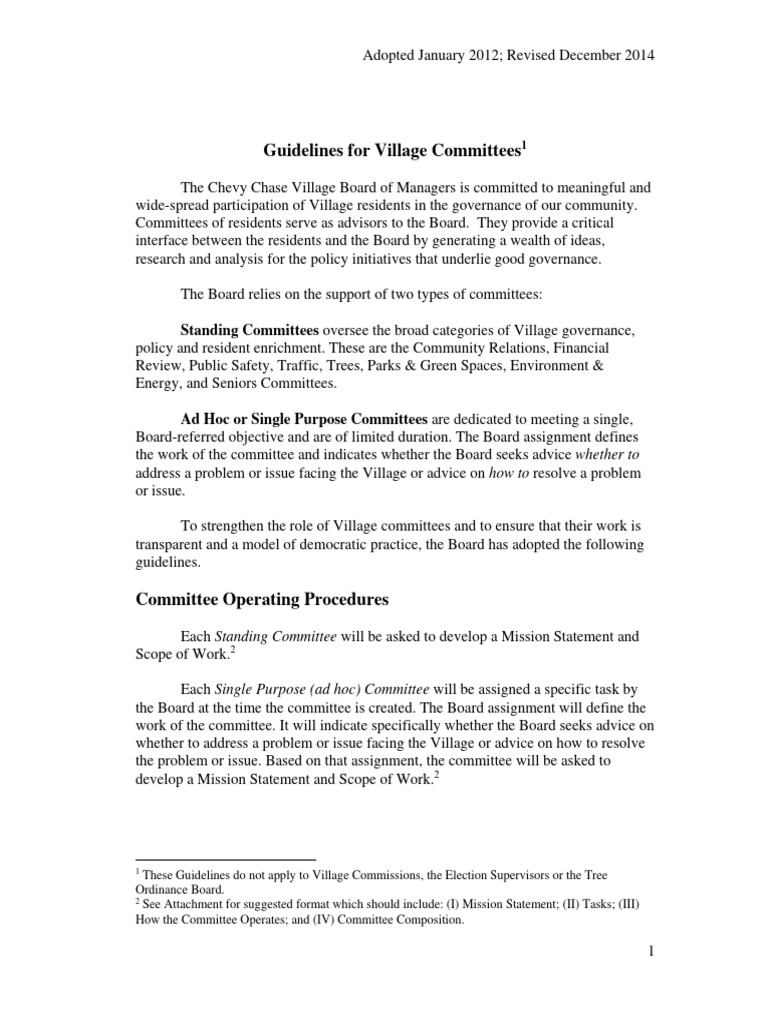 CCV Approved Committee Guidelines PDF | PDF | Committee | Governance