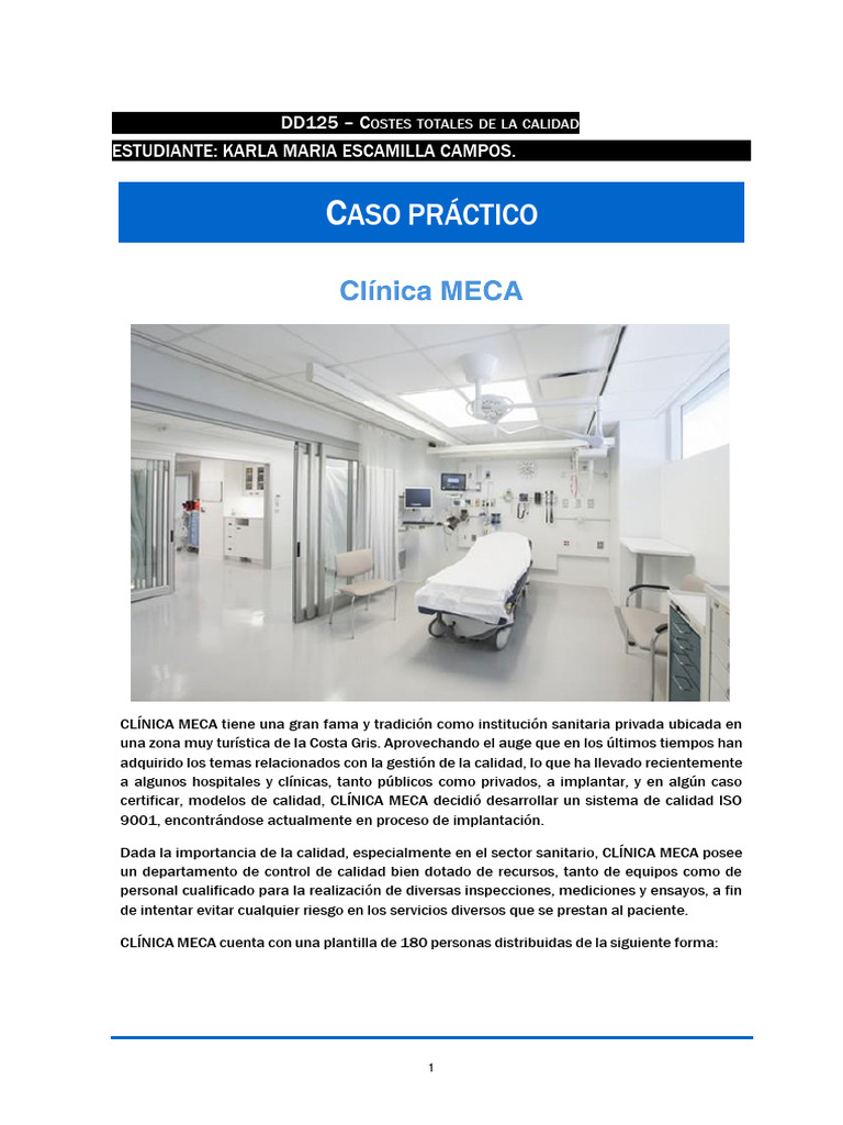 Costes Calidad Clínica Meca | PDF | Hospital