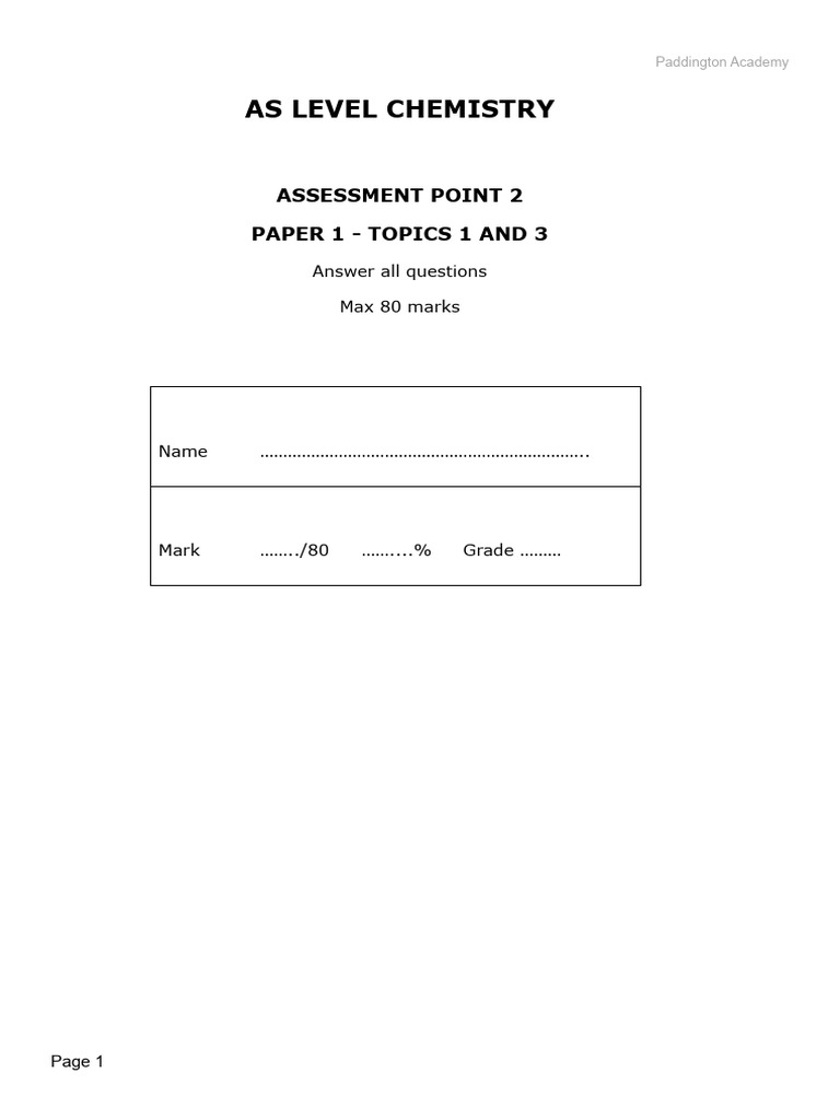 As-Level Ap2 Paper 1 | PDF | Chemical Bond | Ion