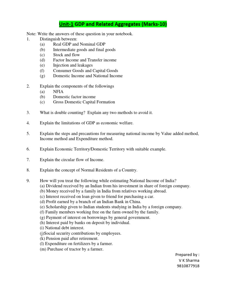Macro Unit 1 Important Questions | PDF