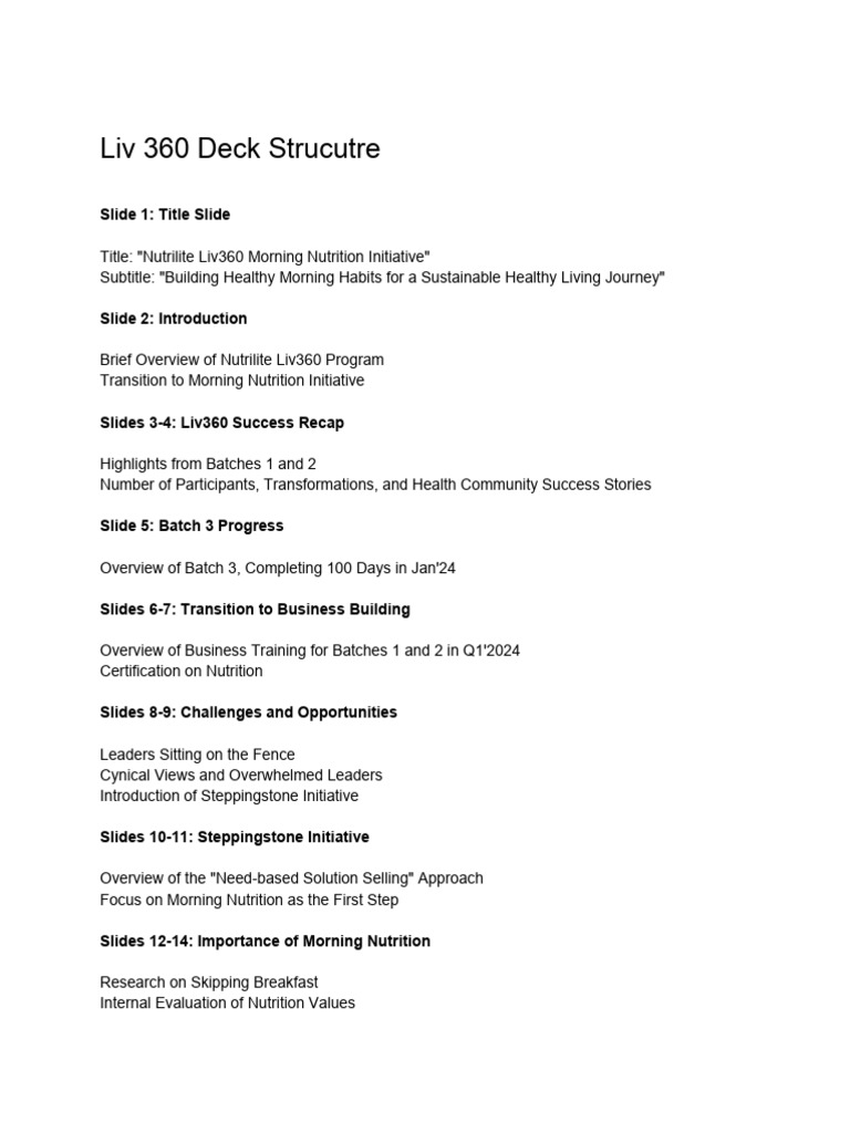 Nutrilite Liv360 Morning Nutrition Guide | PDF | Wellness