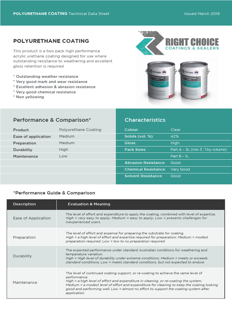 RightChoice TDS Polyurethane Coating | PDF | Coating | Polyurethane