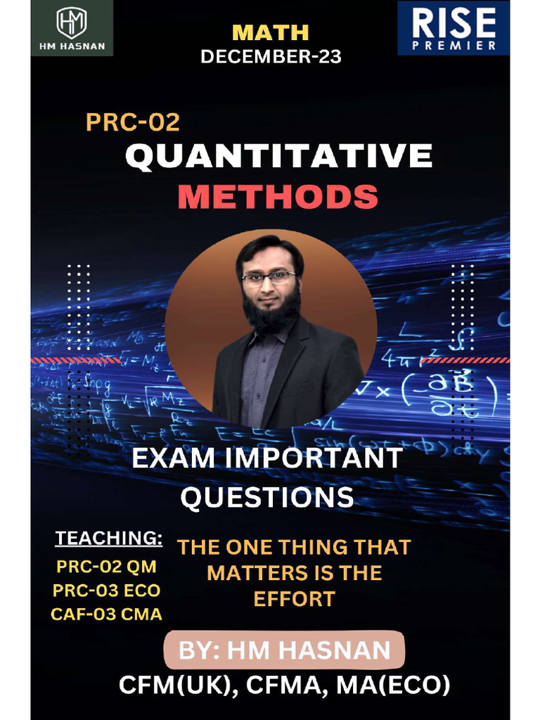 CH Wise Maths IMP Questions by HM Hasnan | Download Free PDF | Time ...