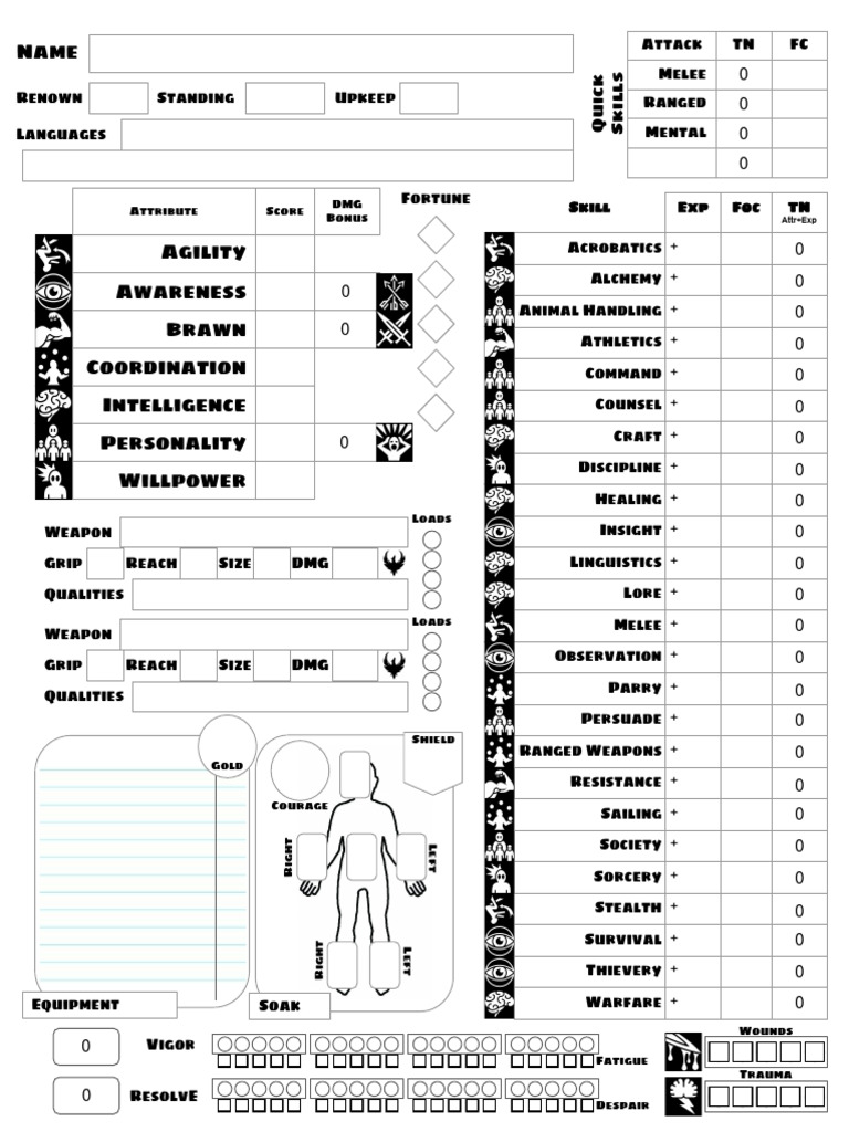 Conan 2d20 - Character Sheet Fillable | PDF