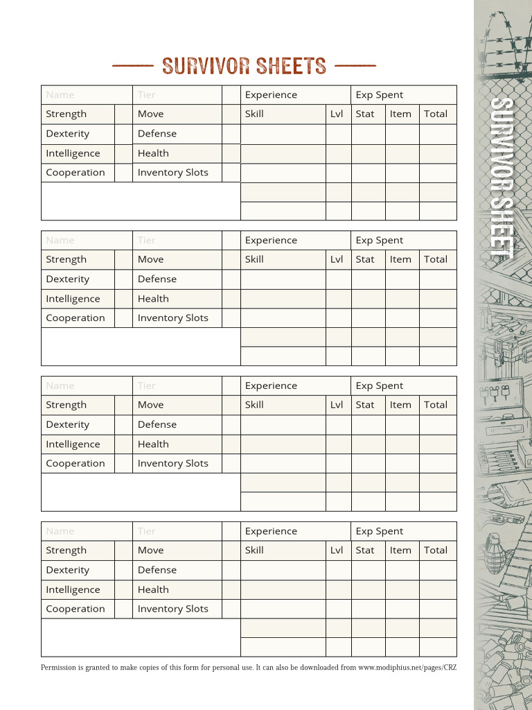 CRZ Survivor and Base Sheets | Download Free PDF | Role Playing Video ...