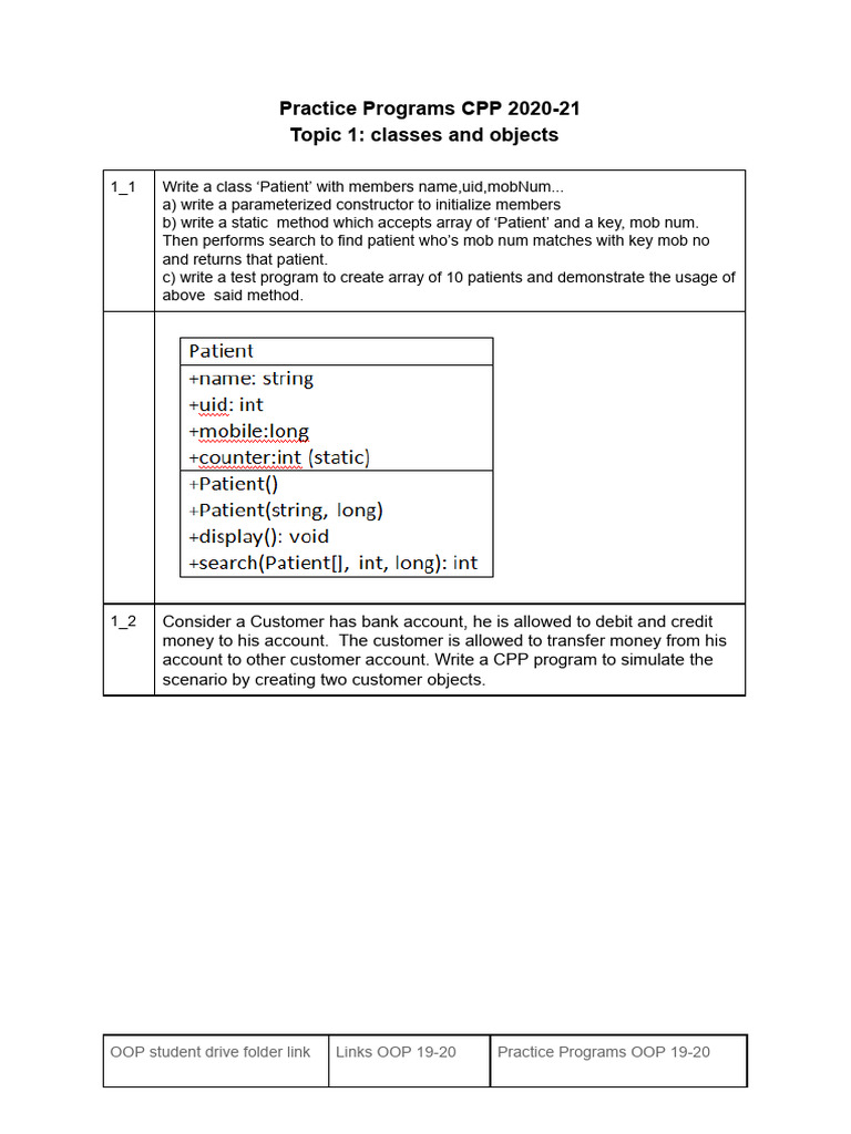 Practice Programs Cpp 2020 21 1 Download Free Pdf Method