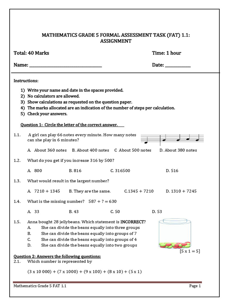 Gr5 Maths FAT | PDF | Numbers | Arithmetic