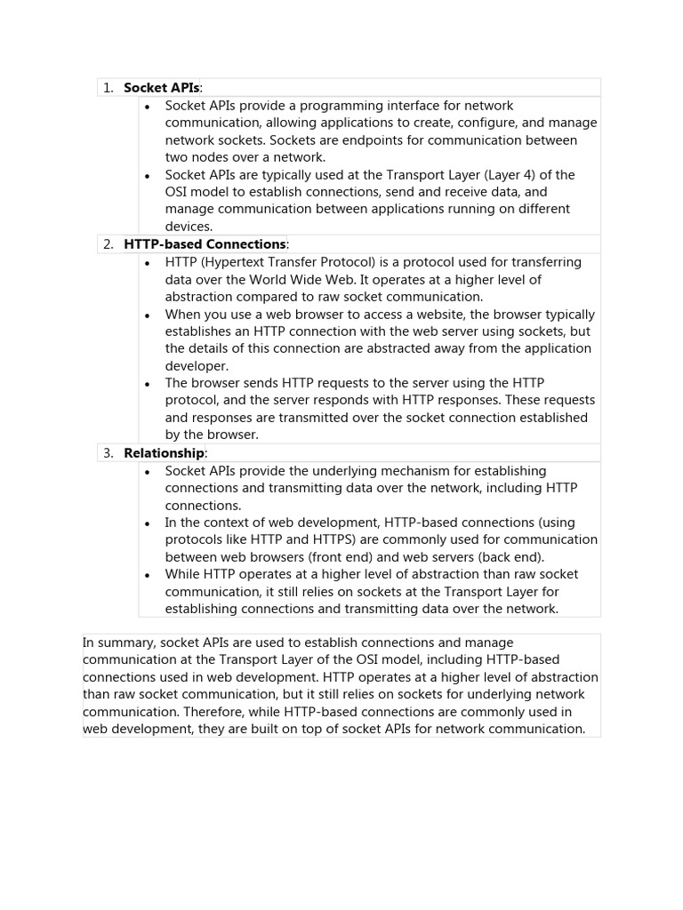 HTTP and SOCKETS | Download Free PDF | Network Socket | Osi Model