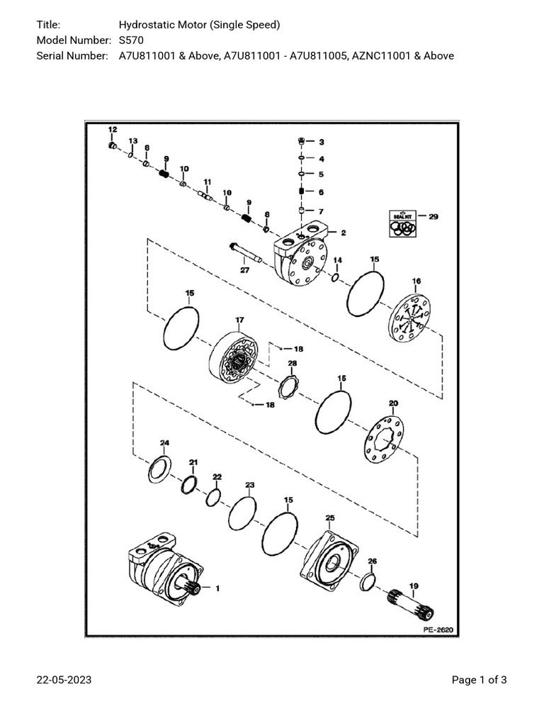 Hydrostatic Motor S570 Parts List | PDF | Engines | Mechanical Engineering