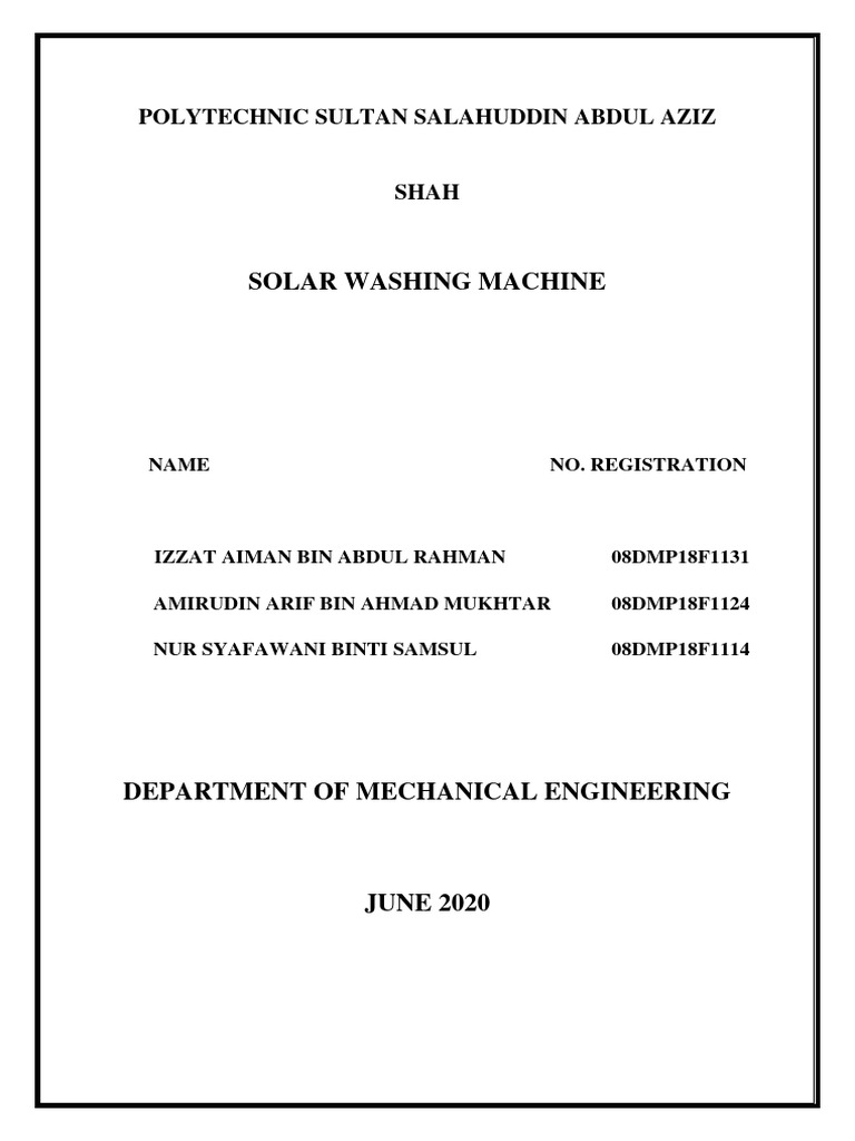 Solar Washing Machine | Download Free PDF | Photovoltaic System ...