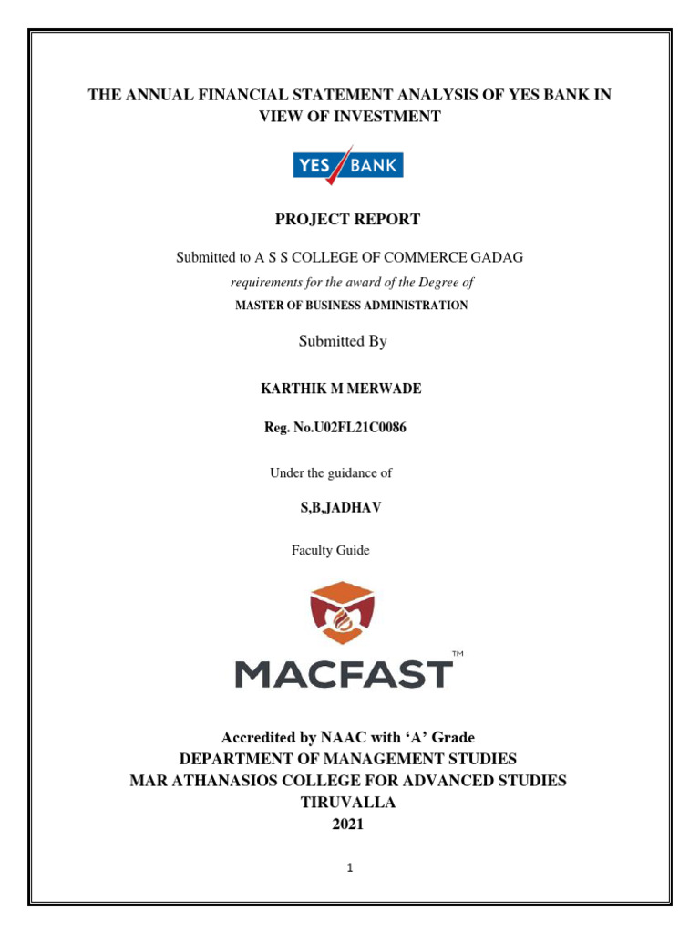 Yes Bank Financial Report | PDF | Banks | Loans