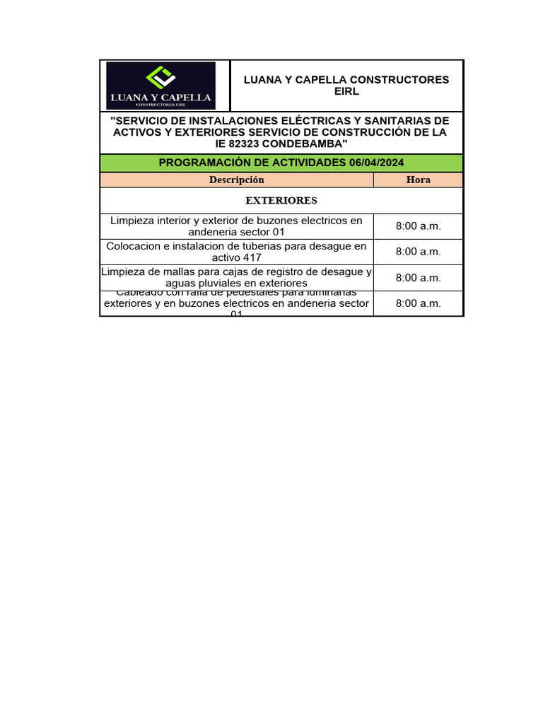 Programación Diaria 06 de Abril | PDF