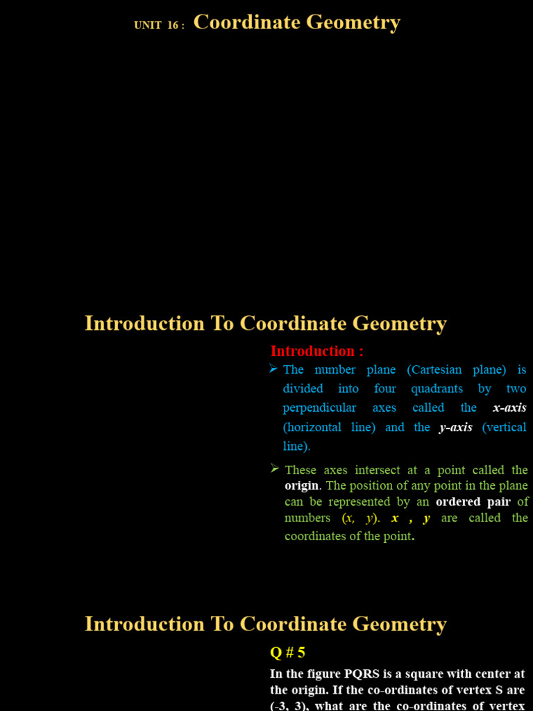 Unit # 16 (Coordinate Geometry) | PDF | Cartesian Coordinate System ...