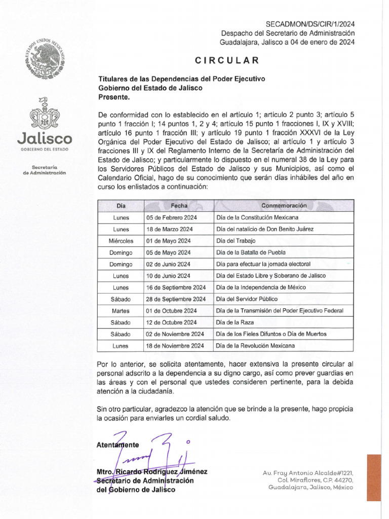 Dias Inhabiles 2024 | PDF