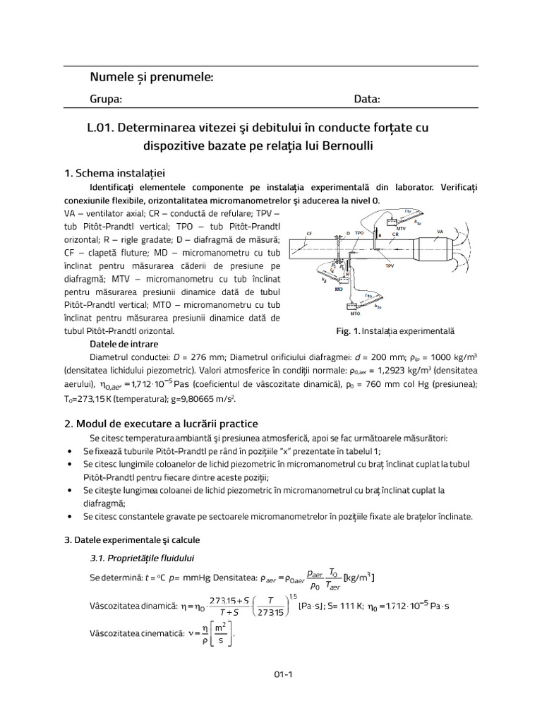 L01-DETERMINAREA VITEZEI SI DEBITULUI | PDF