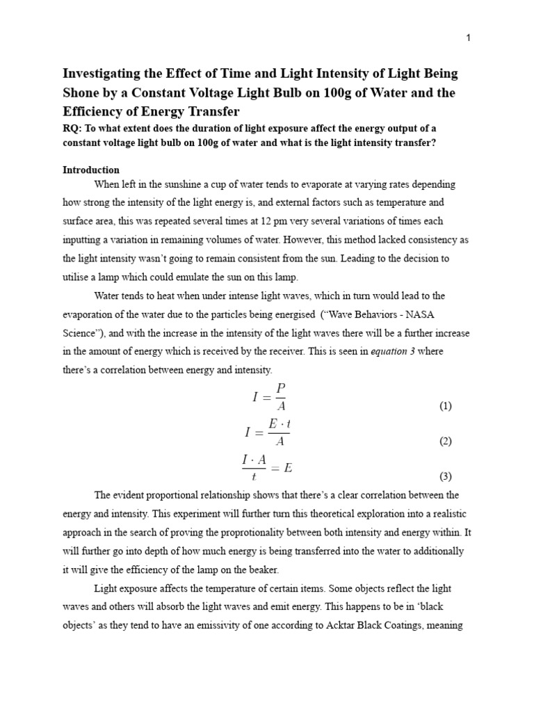 Physics IA - Final | PDF | Light | Temperature
