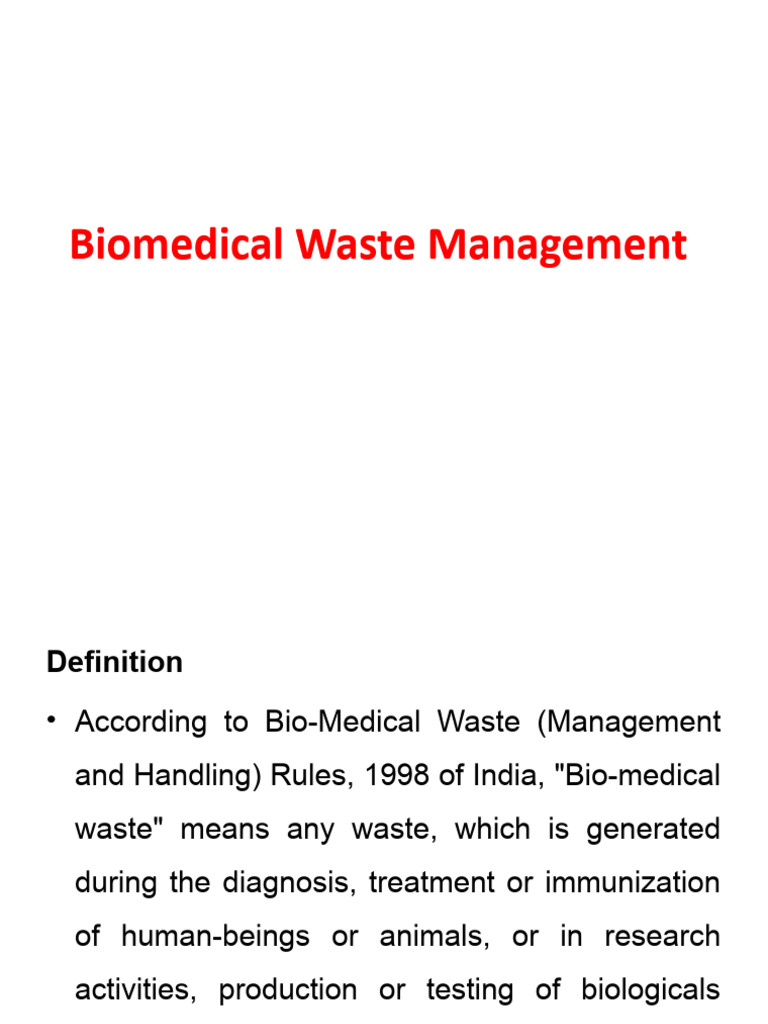 Class - Biomedical Waste Management | PDF | Waste | Health Sciences