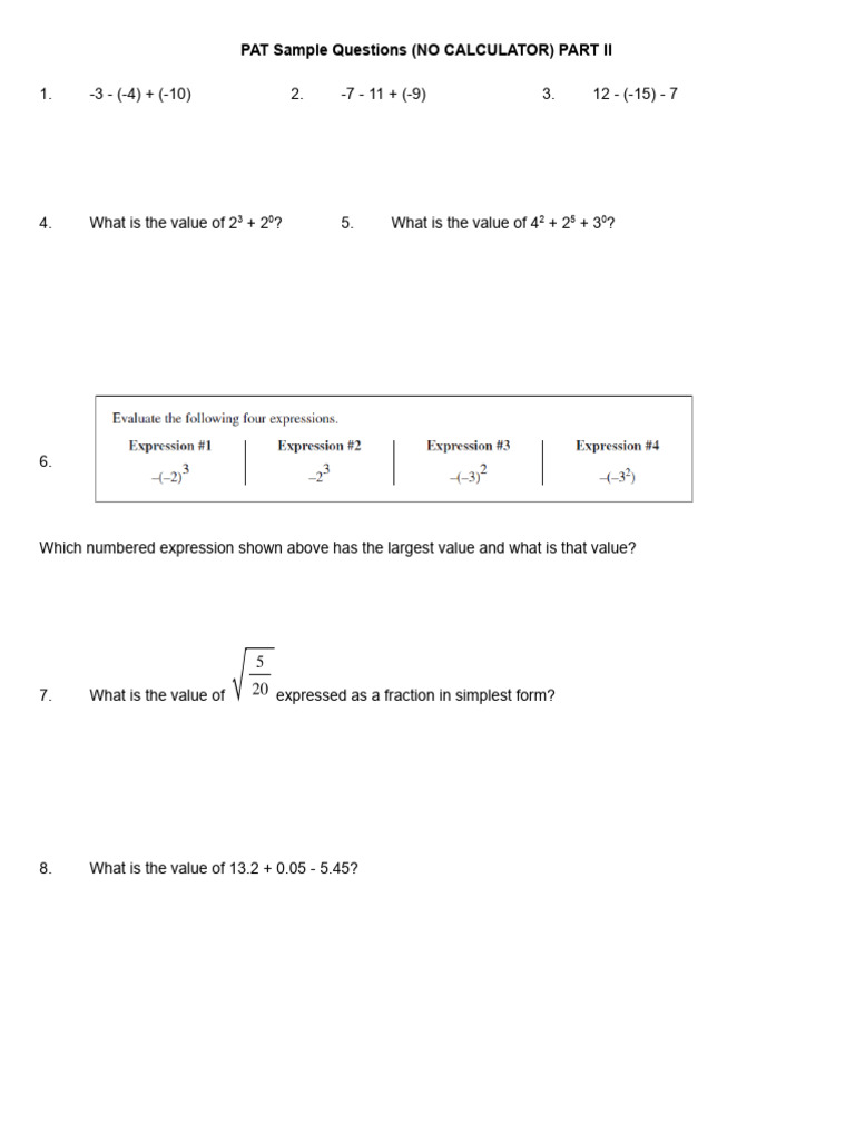 Math Part A Practice | PDF