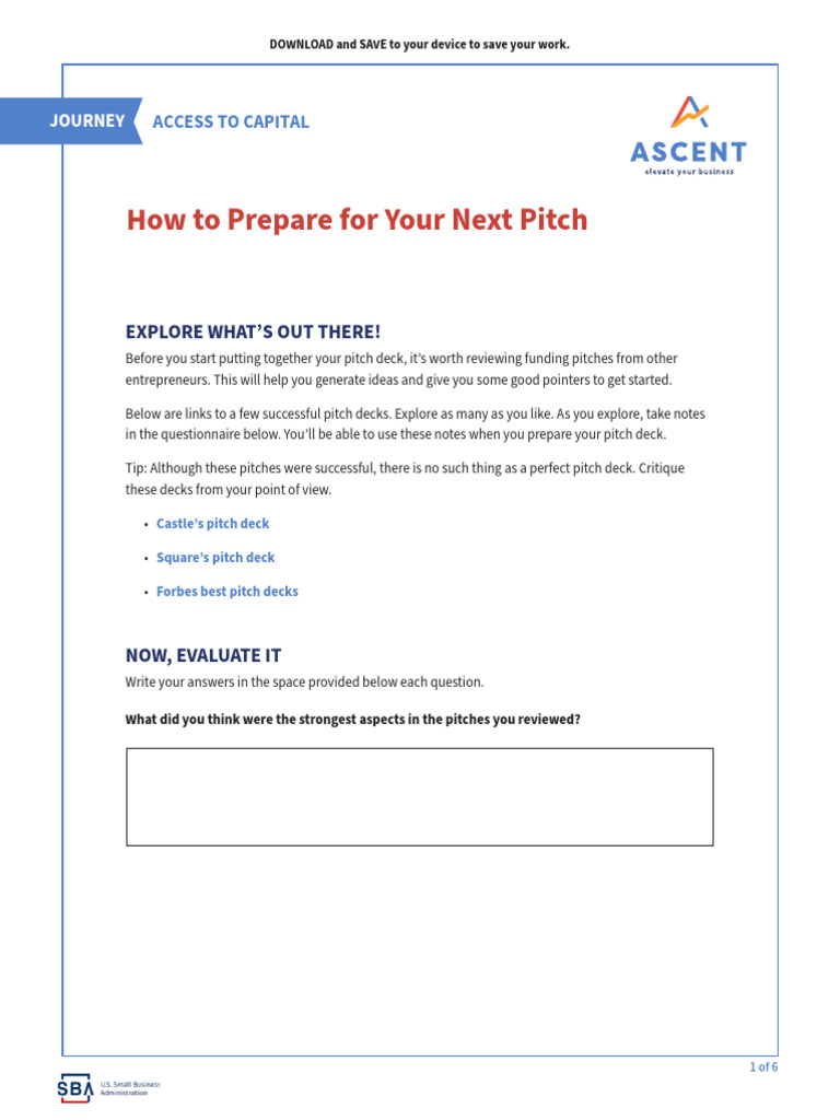 Access To Capital 5 4 Funding Pitches Tool | PDF
