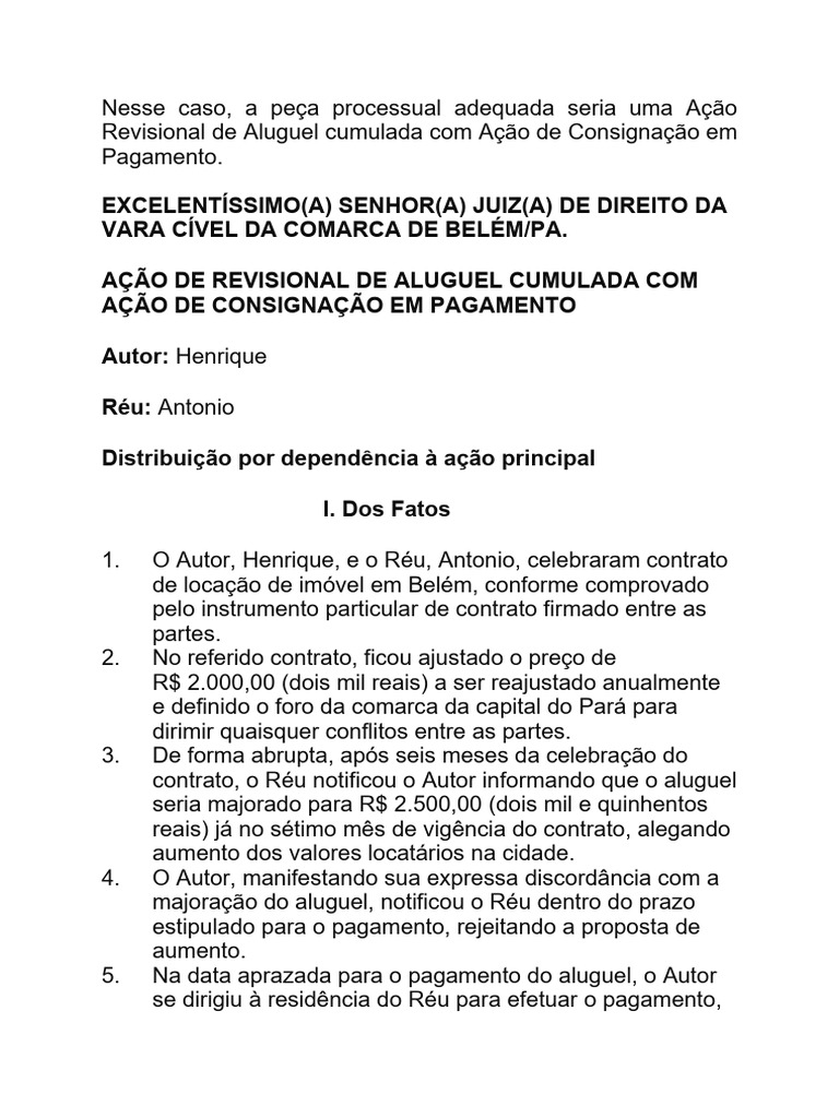 APS - Ação - Rito Civil | PDF | Aluguel | Réu