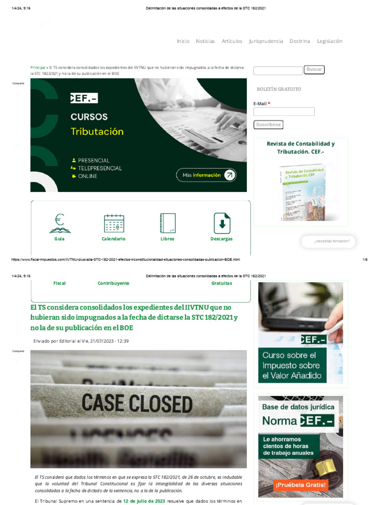 Doc. 1. Delimitación de Las Situaciones Consolidadas A Efectos de La STC 182 - 2021 | PDF ...