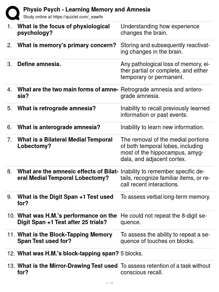 c888ffcc-8a8c-4d24-b281-61c2d6b15bd6 | PDF | Long Term Potentiation | Amnesia