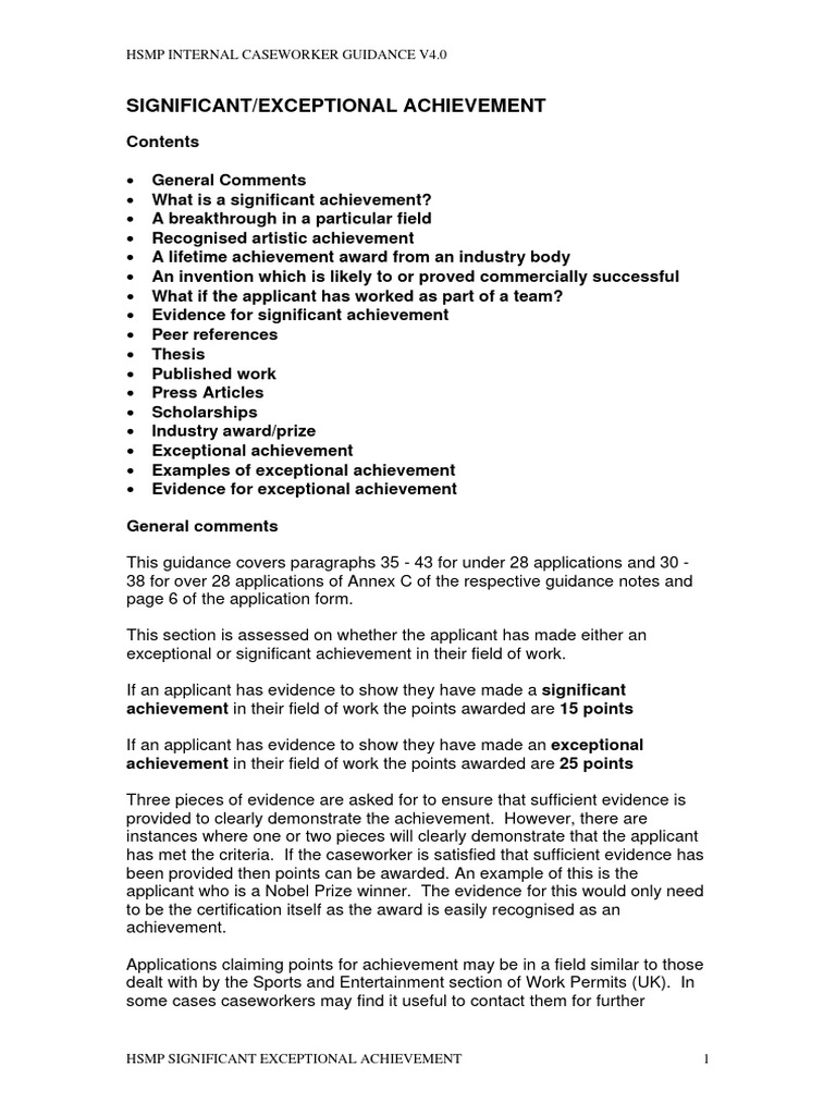 HSMP Significant Exceptional Achievement | PDF | Thesis | Evidence