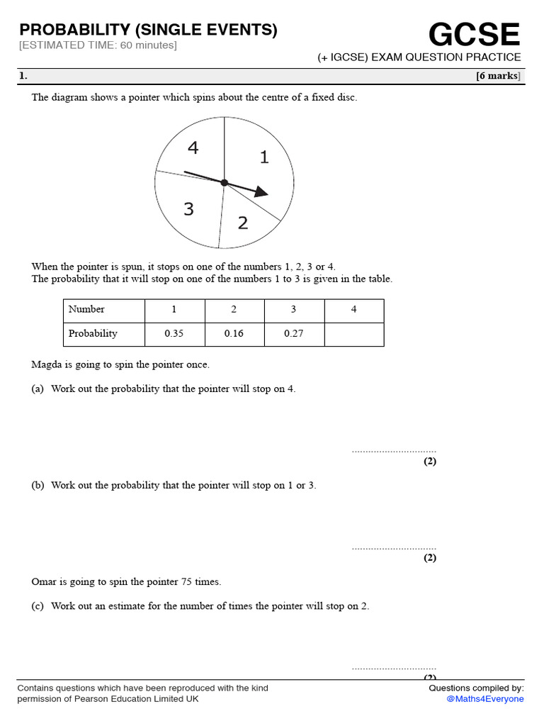 Probability Single Events | PDF