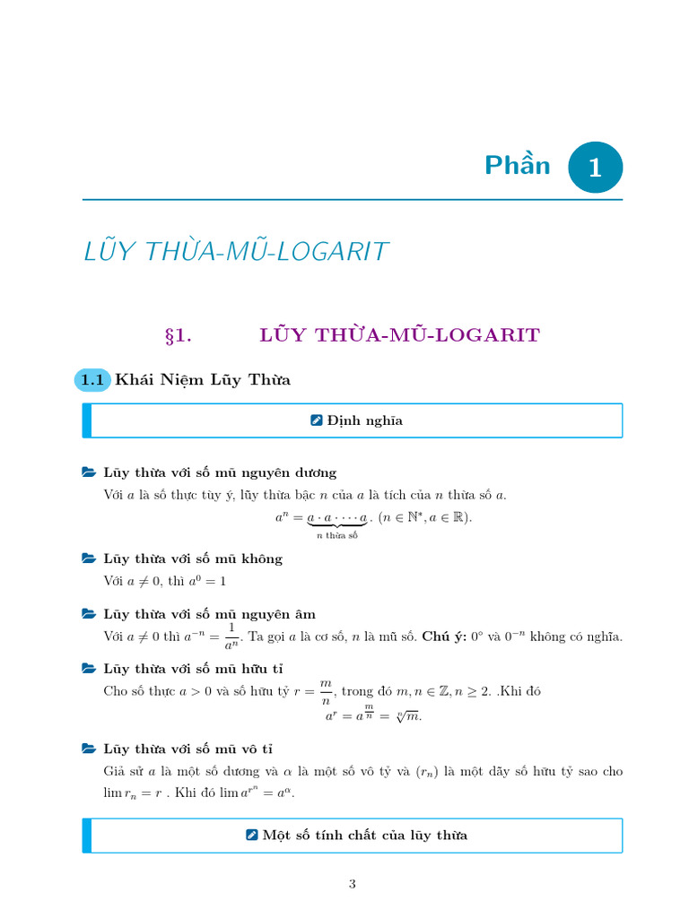 Tom Tat Ly Thuyet Va Trac Nghiem Luy Thua Mu Logarit | PDF