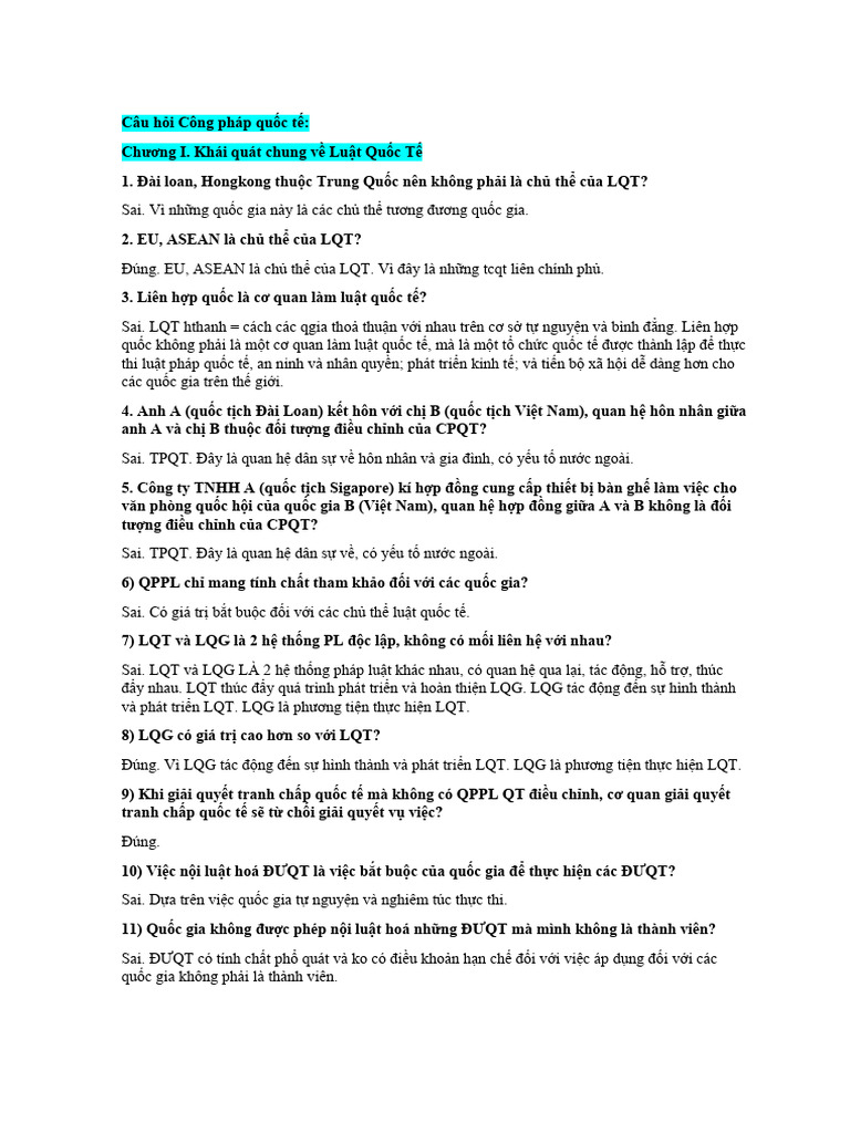 Câu Hỏi CPQT TPQT | PDF