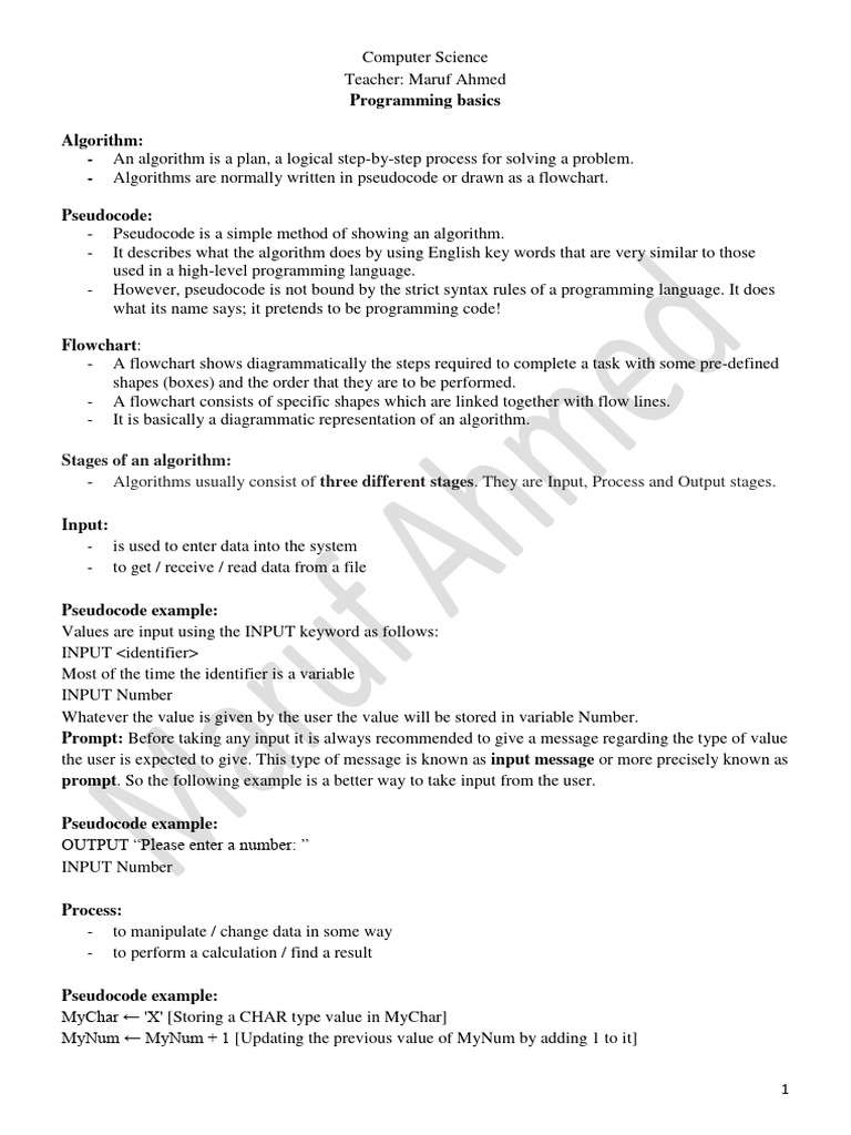 Programmingbasicfor OLevel | PDF | Data Type | Algorithms Programmingbasicfor OLevel | PDF | Data Type | Algorithms