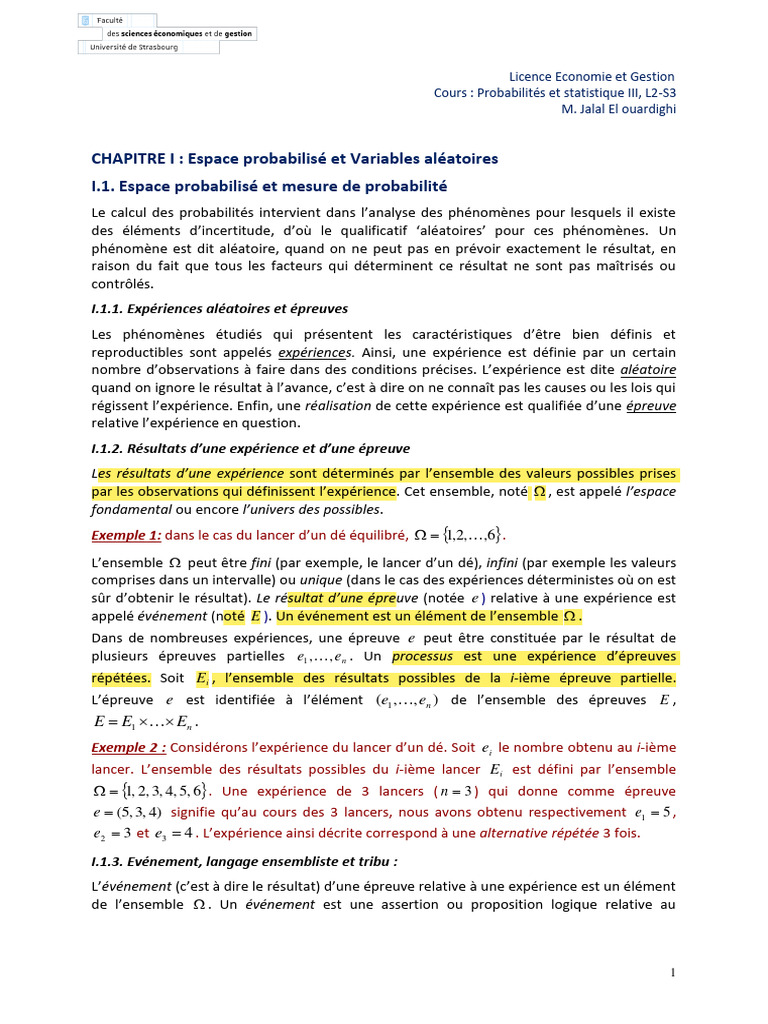 Introduction aux Probabilités et Statistiques | PDF | Théorie des ...