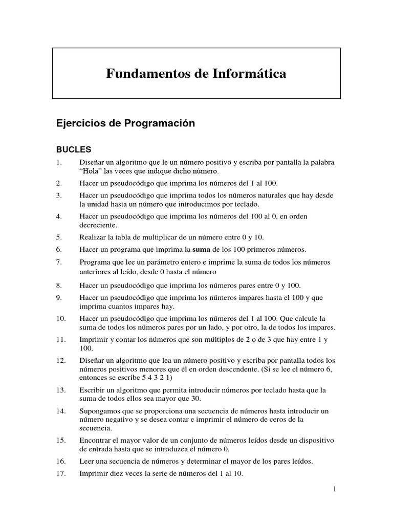 Colección Ejercicios Bucles | PDF | Números | Algoritmos