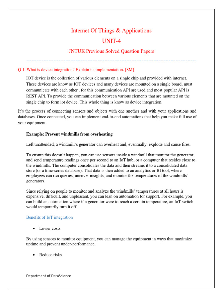 UNIT -4 IOT(Q&A) | Download Free PDF | Internet Of Things | Authentication