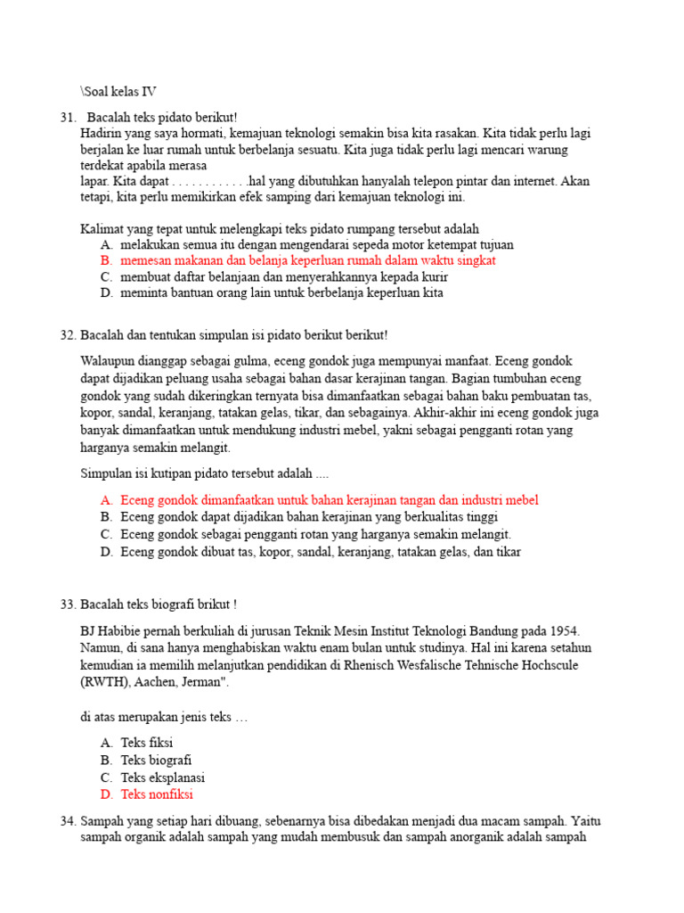 Soal Bindo Kelas Vi | PDF