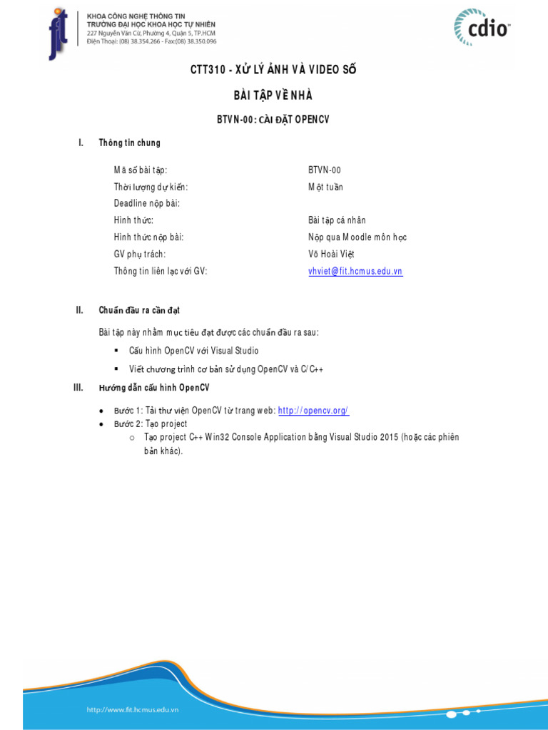 FIT CDIO Template XLA-00-CaiDatOpenCV | PDF