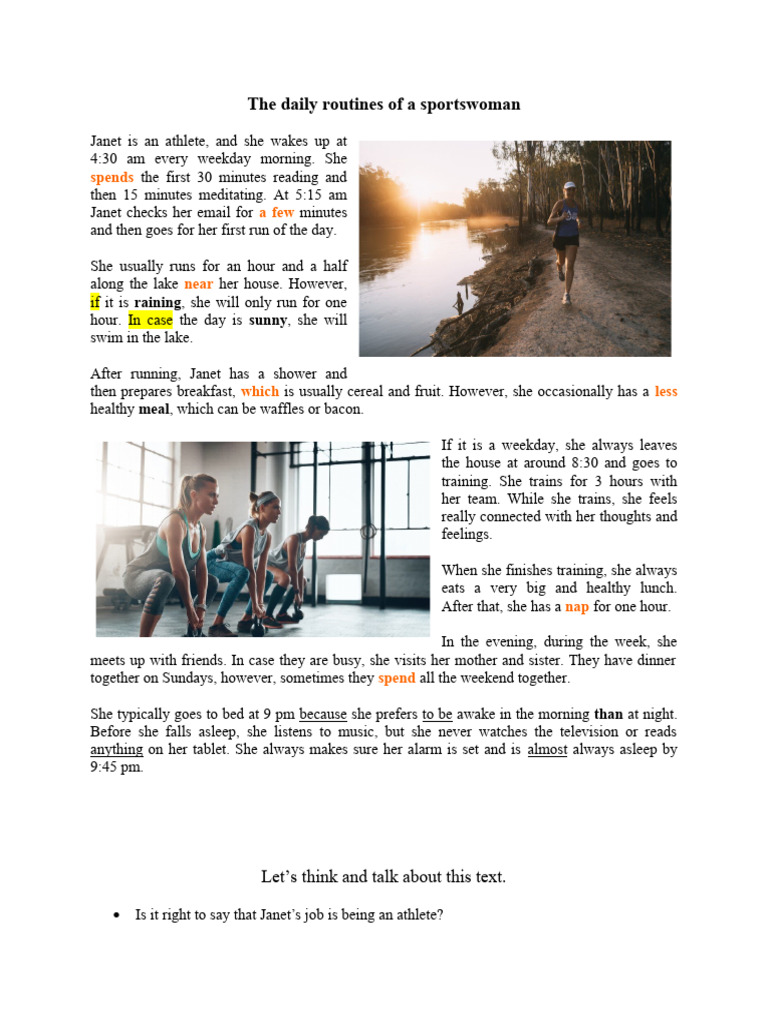 Janet Daily Routine | PDF | Lunch | Meal