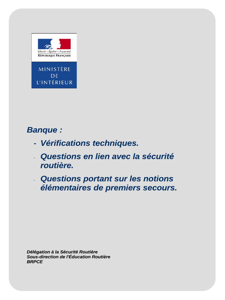 Questions de Vérification Permis | PDF