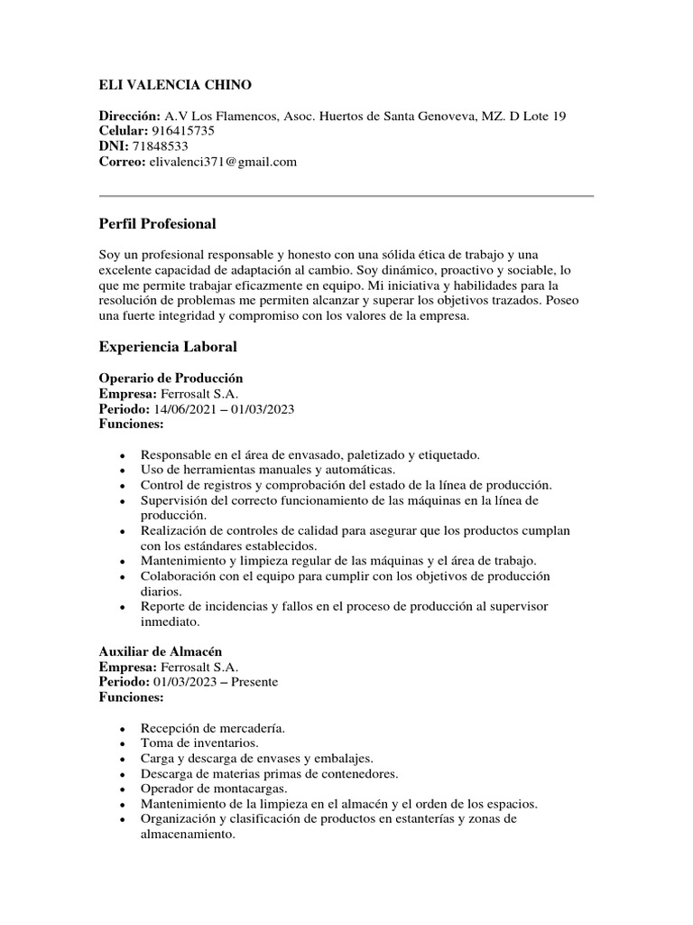 Perfil Profesional de Eli Valencia | PDF | Negocios