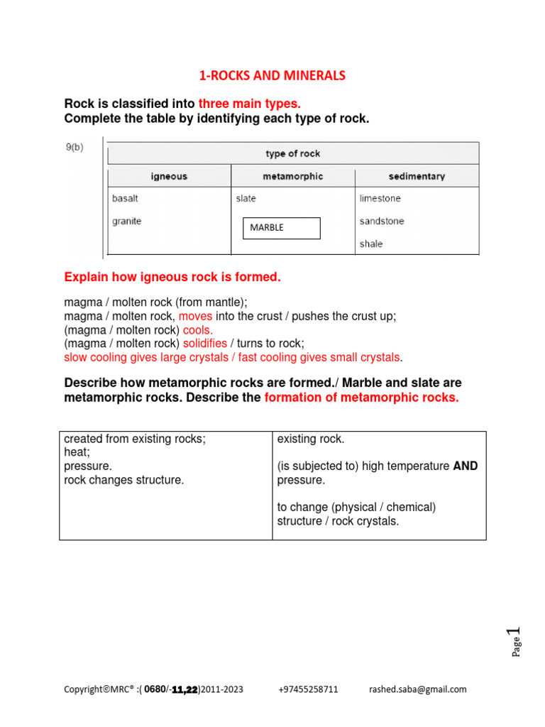 1-ROCKS AND MINERALS | PDF | Rock (Geology) | Mining