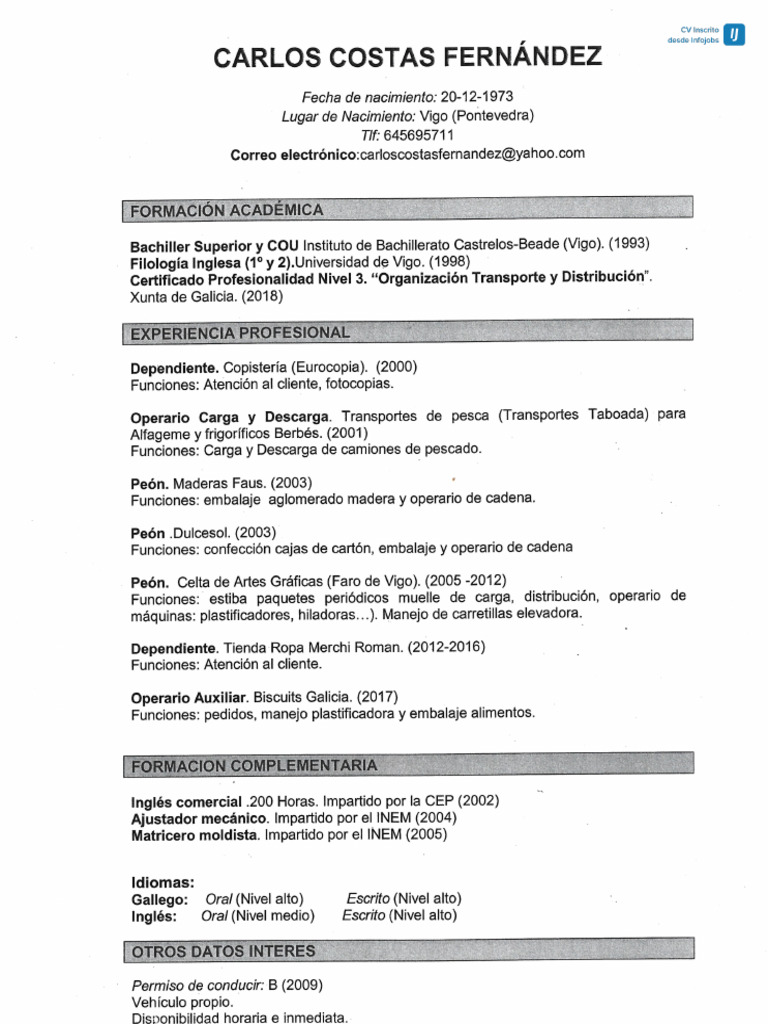 Curriculum Carlos | PDF