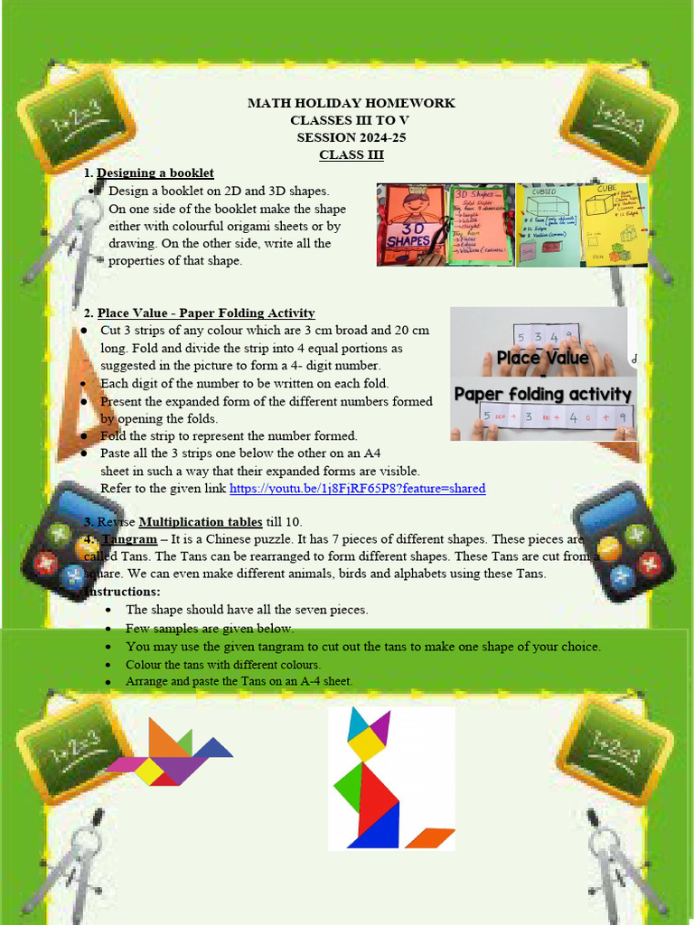 Math - HHW (3-5) | PDF | Crossword | Origami