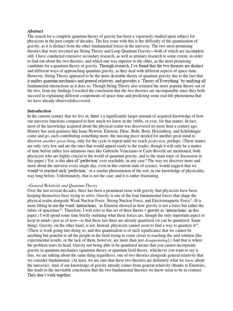 String Theory Vs Loop Quantum Gravity Pdf String Theory Elementary Particle