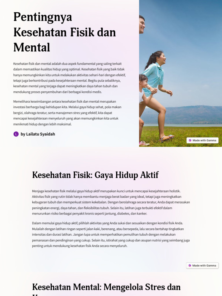 Pentingnya Kesehatan Fisik Dan Mental | PDF