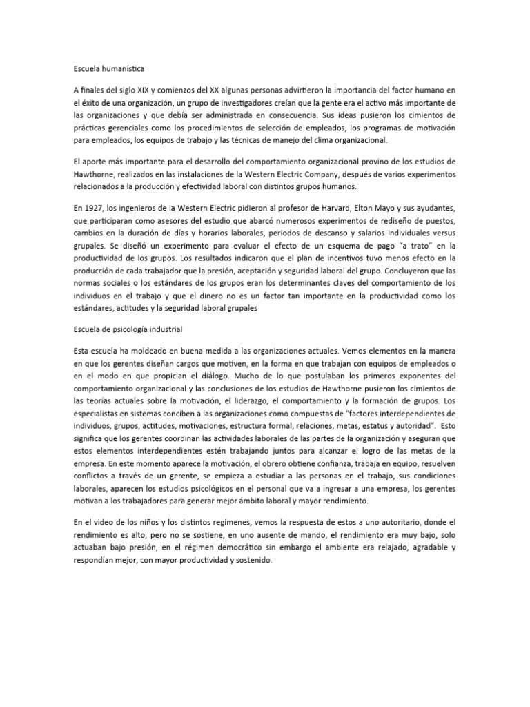 Escuela Humanística | PDF | Psicología Social